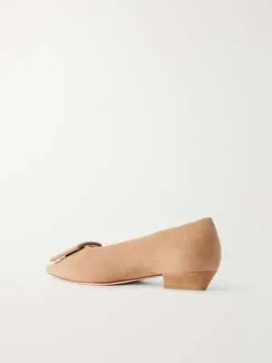 ROGER VIVIER Viv In The City Suede Flats - Tan