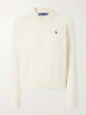 Polo Ralph Lauren Cable-knit Wool And Cashmere-blend Polo Sweater - Cream