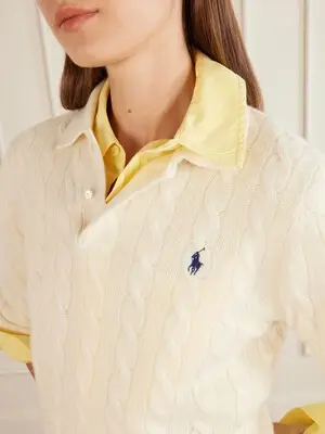 Polo Ralph Lauren Cable-knit Wool And Cashmere-blend Polo Sweater