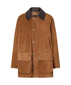 NILI LOTAN Kedem Suede Jacket With Leather Trim - Brown