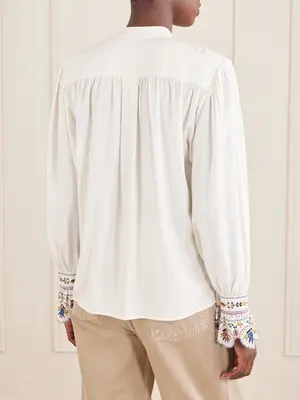 MARANT ETOILE Monique Embroidered Linen-blend Blouse