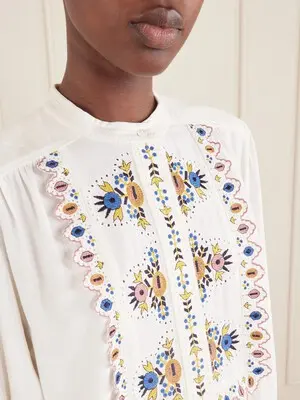 MARANT ETOILE Monique Embroidered Linen-blend Blouse