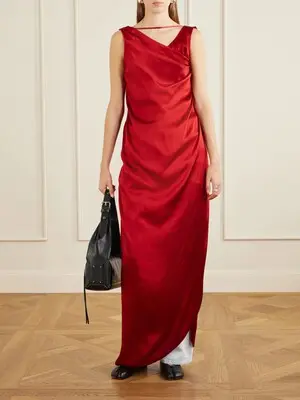 MAISON MARGIELA Draped Silk-blend Satin Maxi Gown