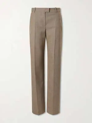 Alexander McQueen Pleated Wool-gabardine Straight-leg Pants - Gray