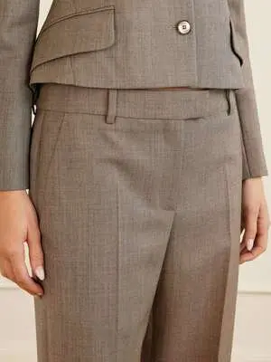 Alexander McQueen Pleated Wool-gabardine Straight-leg Pants