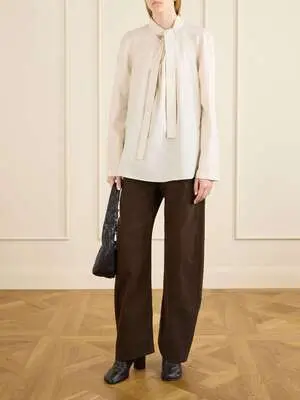 LEMAIRE Ascot Cotton And Silk-blend Shirt - Cream