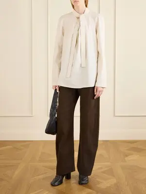 LEMAIRE Ascot Cotton And Silk-blend Shirt - Neutrals
