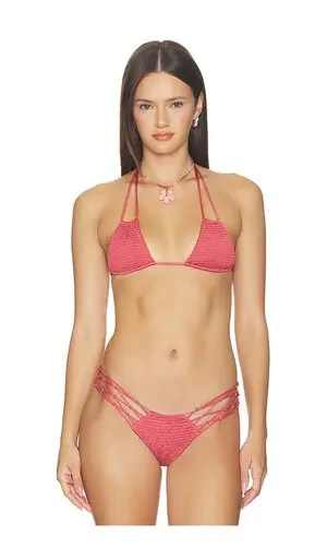 INDAH Ali Triangle Bikini Top In Coral - Mars