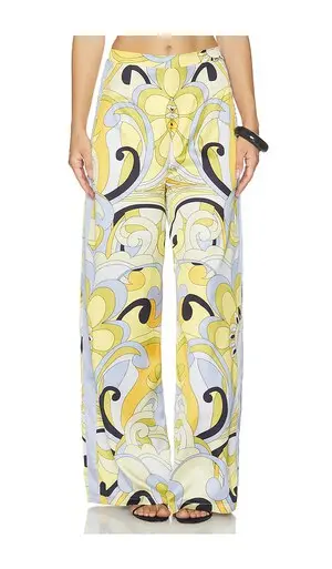 RUNAWAY THE LABEL Milani Relaxed Satin Pant - Pelicano Multi
