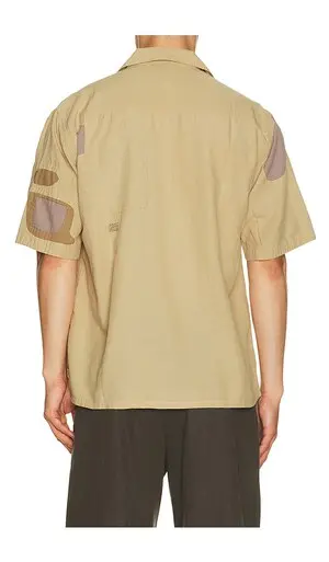 CORRIDOR Patchwork Short Sleeve Shirt In Cream