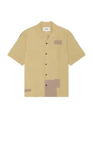 CORRIDOR Patchwork Short Sleeve Shirt In Cream