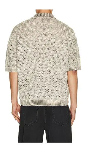 CORRIDOR Cable Lace Polo In Grey