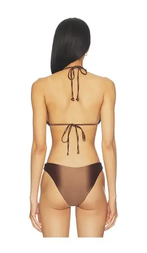 Devon Windsor Leni Triangle Bikini Bottom In Chocolate