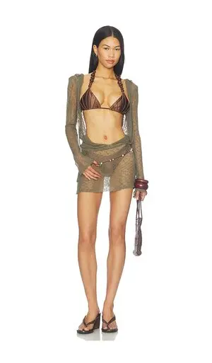 Devon Windsor Leni Triangle Bikini Bottom In Chocolate