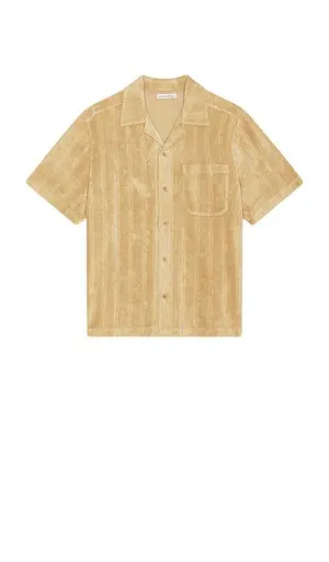 J. Lindeberg Ted Stripe Terry Shirt In Brown