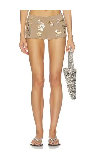 JADED LONDON Coin Trim Hot Pant - Brown
