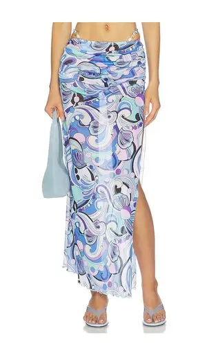 CAPITTANA Sofia Printed Mesh Skirt With Ruched Detailing