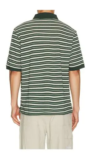 MANORS Goat Pique Stripe Polo In Green