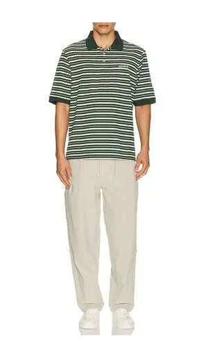 MANORS Goat Pique Stripe Polo In Green