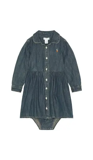 Polo Ralph Lauren Baby Shirred Denim Shirtdress - Indigo