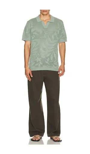 VINTAGE SUMMER Sweater Knit Polo In Green