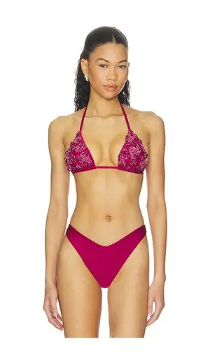 PatBO Petal Bikini Top In Fuchsia
