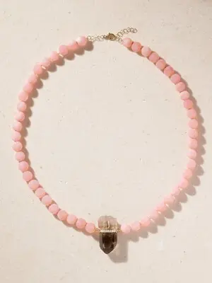 Jia Jia 14k Gold Diamond, Opal, And Smoky Quartz Beaded Necklace - Pink