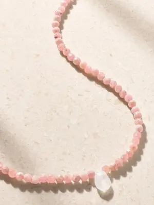 Jia Jia 14 Karat Gold Rhodochrosite And Moonstone Necklace - Pink
