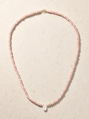 Jia Jia 14-karat Gold Rhodochrosite And Moonstone Necklace
