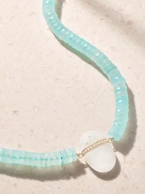 Jia Jia 14k Gold Chalcedony, Moonstone, And Diamond Beaded Necklace