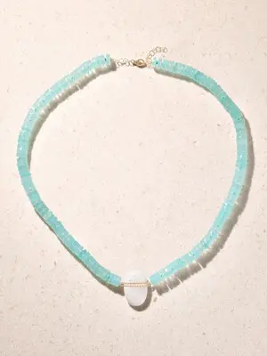 Jia Jia 14k Gold Chalcedony, Moonstone, And Diamond Beaded Necklace