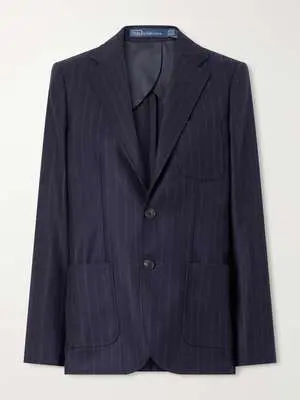 Polo Ralph Lauren Pinstriped Wool Blazer - Navy