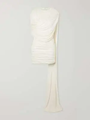 ILKYAZ OZEL Khara Gathered Satin-jersey Mini Dress - White