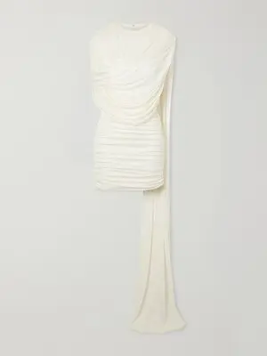 ILKYAZ OZEL Khara Gathered Satin-jersey Mini Dress - White