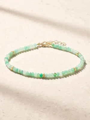 Jia Jia 14-karat Gold And Chrysoprase Beaded Bracelet - Green