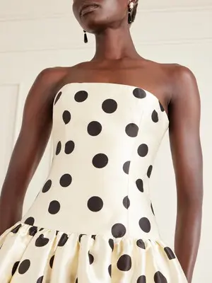 ILKYAZ OZEL Leyla Strapless Polka Dot Satin Gown