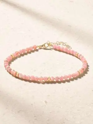 Jia Jia 14-karat Yellow Gold Rhodochrosite Beaded Bracelet - Pink