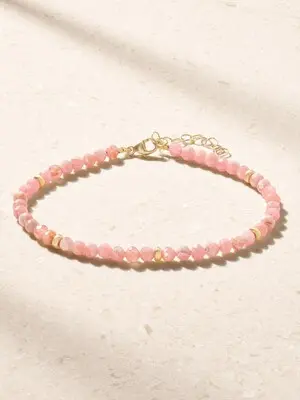Jia Jia 14k Yellow Gold Rhodochrosite Beaded Bracelet - Pink