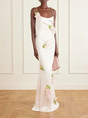 ILKYAZ OZEL Mellow" Floral Embellished Satin Gown