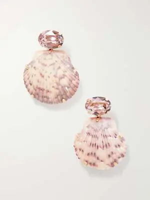 JENNIFER BEHR Kauai Seashell-embellished Gold-tone Earrings - Pink