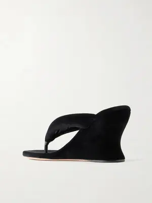 Balenciaga Gaeta Velvet Wedge Sandals - Black