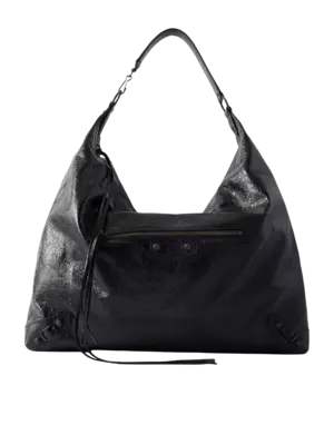 Balenciaga Le City Embellished Leather Shoulder Bag - Black