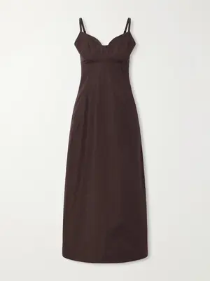 Co Bustier Cut" Cotton-poplin Midi Dress - Brown