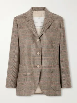 Giuliva Heritage The Andrea' Prince Of Wales Checked Wool And Cashmere-blend Blazer - Brown
