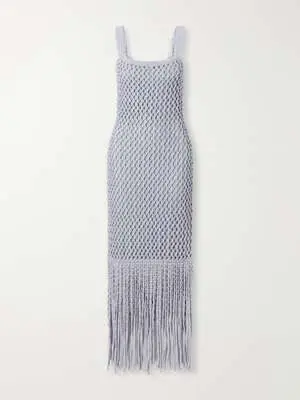 DIOTIMA Gala Bead-embellished Crocheted Maxi Dress - Beige