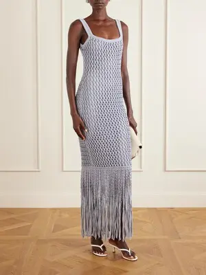 DIOTIMA Gala Bead-embellished Crocheted Maxi Dress - Neutrals