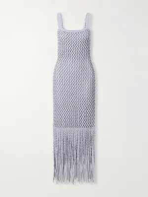 DIOTIMA Gala Bead-embellished Crocheted Maxi Dress - Neutrals