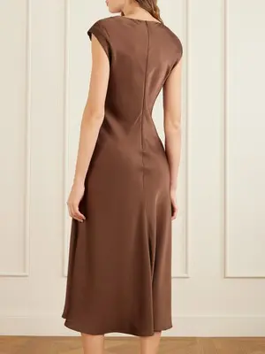 Brunello Cucinelli Bead-embellished Satin Midi Dress