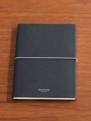 SERAPIAN Medium Textured-leather Notebook - Black