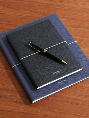 SERAPIAN Medium Textured-leather Notebook